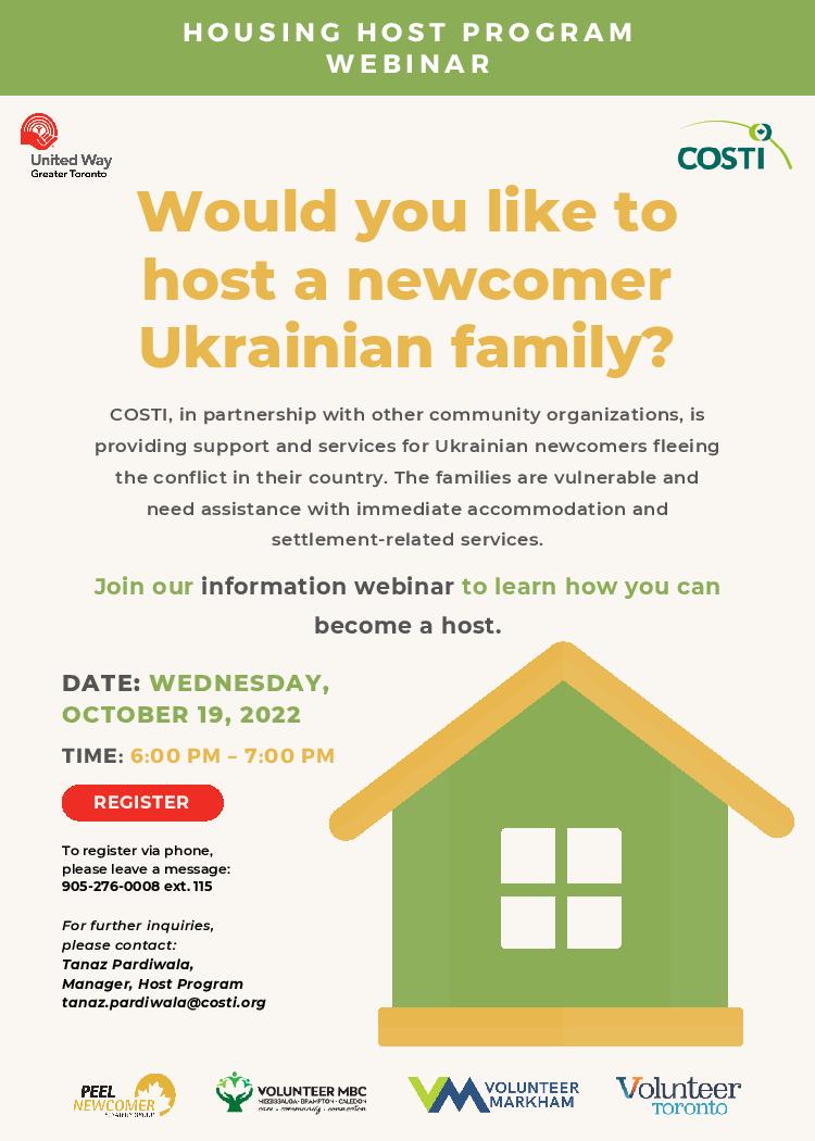 UCC Toronto - How to be a host for newcomer Ukrainians - Housing Host ...